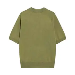 AMI Paris Collar Short Sleeve Knitwear - Olive