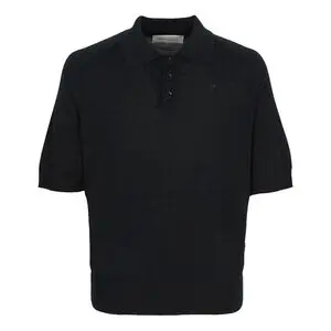AMI Paris Collar Short Sleeve Knitwear - Black