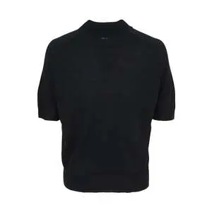 AMI Paris Collar Short Sleeve Knitwear - Black