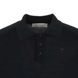 AMI Paris Collar Short Sleeve Knitwear - Black