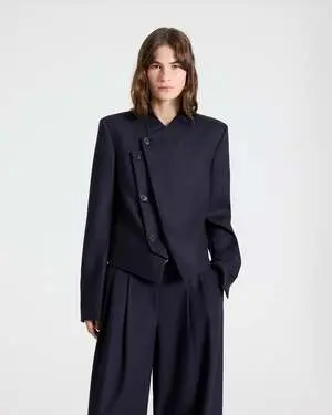 TWP Oli Blazer In Wool Flannel - Midnight