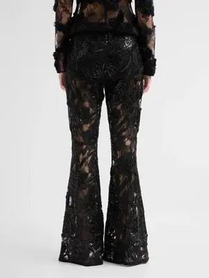 AKNVAS Lennon Sequin Embroidered Lace Flared Pants