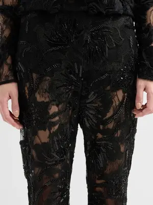 AKNVAS Lennon Sequin Embroidered Lace Flared Pants