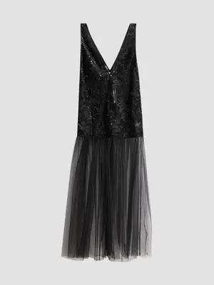 AKNVAS Anastasia Embellished Lace Combo Maxi Dress