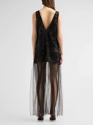 AKNVAS Anastasia Embellished Lace Combo Maxi Dress