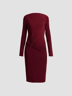 Santorelli Keegan Knotted Jersey Boatneck Midi Dress - Wine