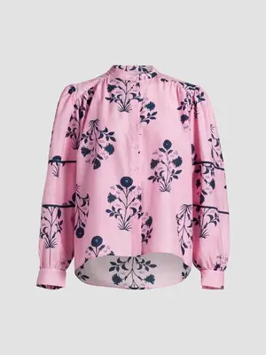 MARIA CHER Bolson Roberta Floral Cotton-silk Voile Blouse - Pink