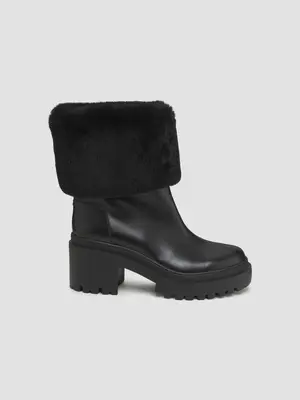 GIUSEPPE ZANOTTI 70mm Shearling-cuff Leather Platform Booties