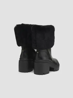 GIUSEPPE ZANOTTI 70mm Shearling-cuff Leather Platform Booties