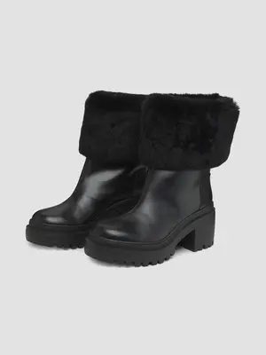 GIUSEPPE ZANOTTI 70mm Shearling-cuff Leather Platform Booties