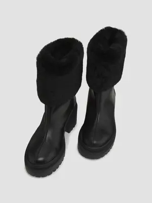 GIUSEPPE ZANOTTI 70mm Shearling-cuff Leather Platform Booties