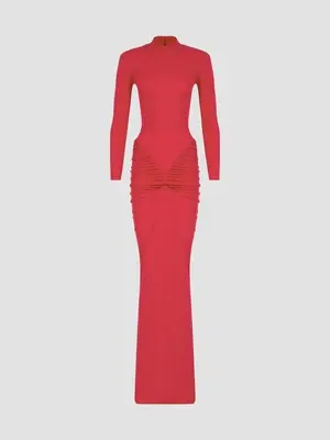 THE NEW ARRIVALS ILKYAZ OZEL Darja Gathered Stretch Knit Maxi-dress - Firedance
