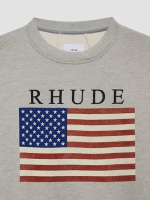 Rhude Usa Flag Crewneck Sweatshirt