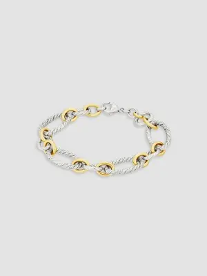JAN LESLIE Sterling & 18k Yellow Gold Oval-link Chain Bracelet