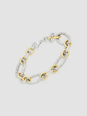 JAN LESLIE Sterling & 18k Yellow Gold Oval-link Chain Bracelet