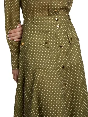 Zimmermann Luna Polka Dot Linen Cargo Midi-skirt