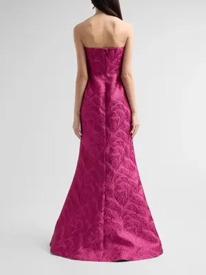 Rene Ruiz Collection Floral Appliqué Crepe Mermaid Gown