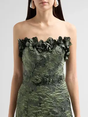 Rene Ruiz Collection Jacquard Floral Appliqué Mermaid Gown