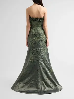Rene Ruiz Collection Jacquard Floral Appliqué Mermaid Gown