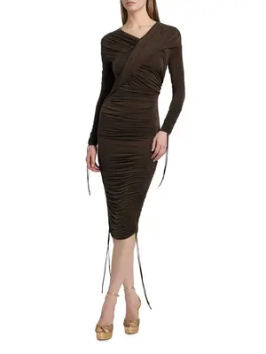 Balmain Draped Jersey Midi-dress