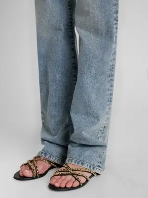Balmain Chain-embellished Leather Slide Sandals