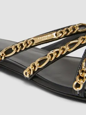 Balmain Chain-embellished Leather Slide Sandals
