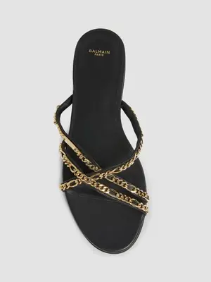 Balmain Chain-embellished Leather Slide Sandals