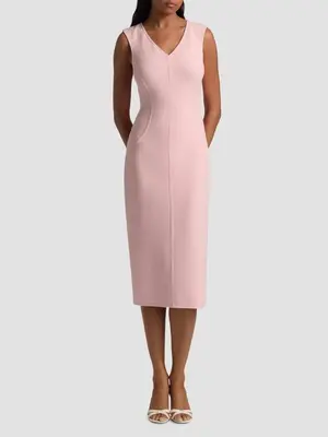 Michael Kors Stretch-wool V-neck Sheath Midi-dress