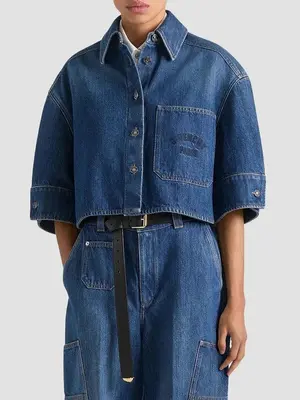 Givenchy Cropped Cocoon Shirt In Medium Clue Denim