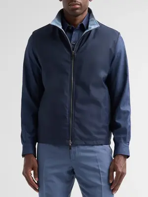 Isaia Reversible Wool-blend Vest