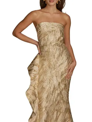 Donna Karan New York Brocade Ruffle Gown