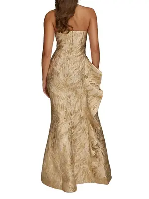 Donna Karan New York Brocade Ruffle Gown