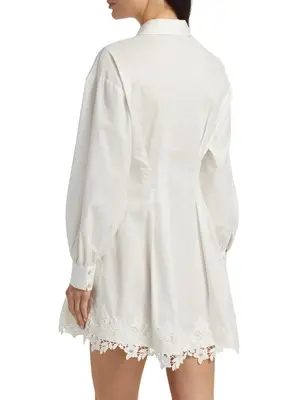 Cami Nyc Kimiko Lace-trim Cotton Mini Shirtdress
