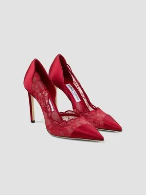 JIMMY CHOO Brigitte 100mm Lace & Satin Pumps