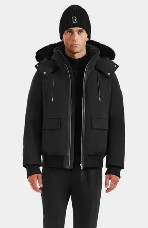 Rudsak Jerome Down Bomber With Removable Faux Fur Black