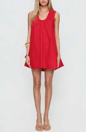 Princess Polly Eberta Ruched Babydoll Minidress - Red