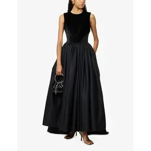 ABADIA Pleated Voluminous Woven Maxi Dress
