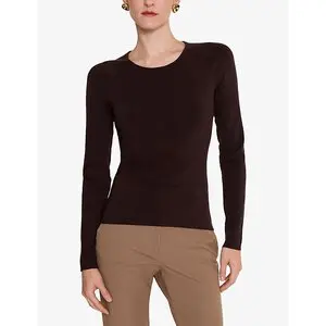 JOSEPH Nali Scoop-neck Long-sleeve Silk-blend Top
