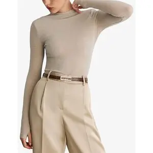 REISS Serena High-neck Mesh Top