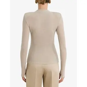 REISS Serena High-neck Mesh Top