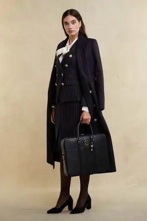 Holland Cooper Mayfair Pencil Skirt Chalk Pinstripe 's
