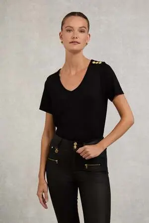 Holland Cooper Relax Fit V-neck Tee 's - Black