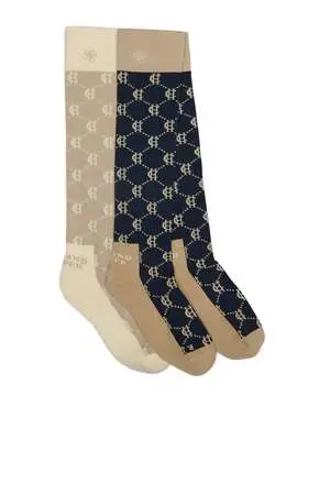 Holland Cooper Riding Sock 2 Pack Navy - Stone