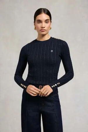 Holland Cooper Seattle Cable Crew Knit 's - Ink Navy