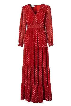 Holland Cooper Bella Tie Maxi Dress White Polka Dot 's