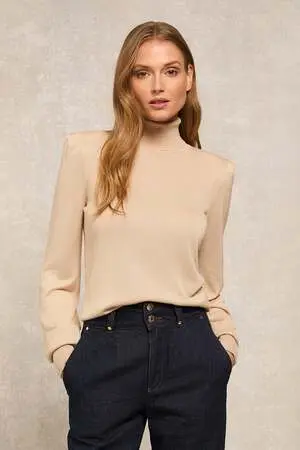 Holland Cooper Structured Kelsie Roll Neck Knit 's - Light Camel