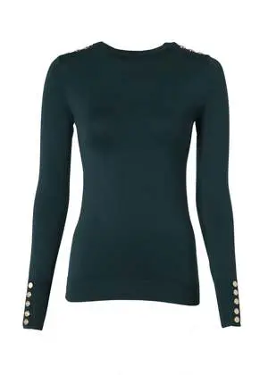 Holland Cooper Buttoned Knit Crew Neck Deep 's