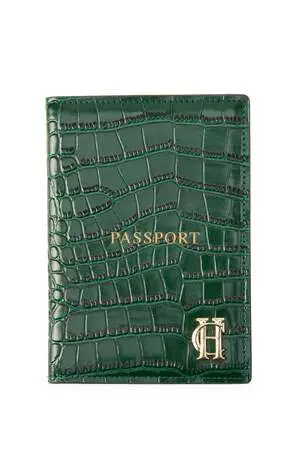 Holland Cooper Chelsea Passport Holder Croc 's - Emerald
