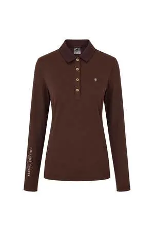 Holland Cooper Chiltern Long Sleeve Polo Shirt 's - Walnut