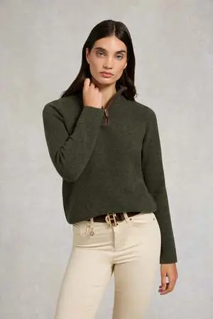 Holland Cooper Country Quarter Zip Knit Marl 's - Forest
